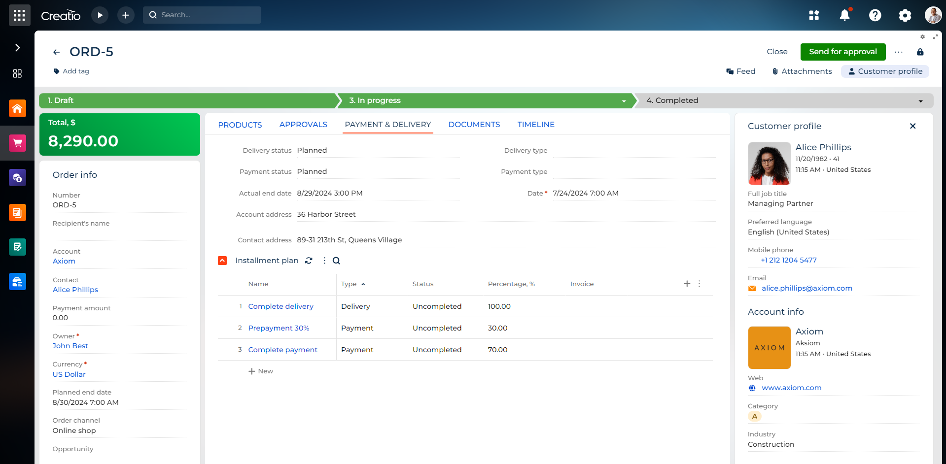 Order and Contract Management | Creatio Marketplace